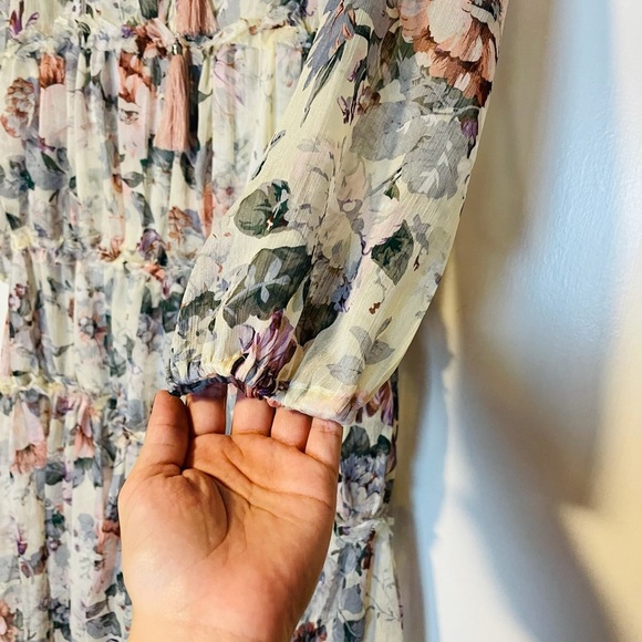 o.p.t | Dresses | Nwt Opt Pastel Cream Floral Boho Chic Peasant Midi ...